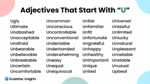 240 Adjectives That Start With U