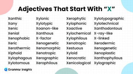 Adjectives That Start With X