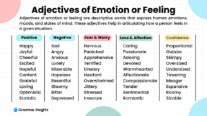 125 Adjectives of Emotion or Feeling