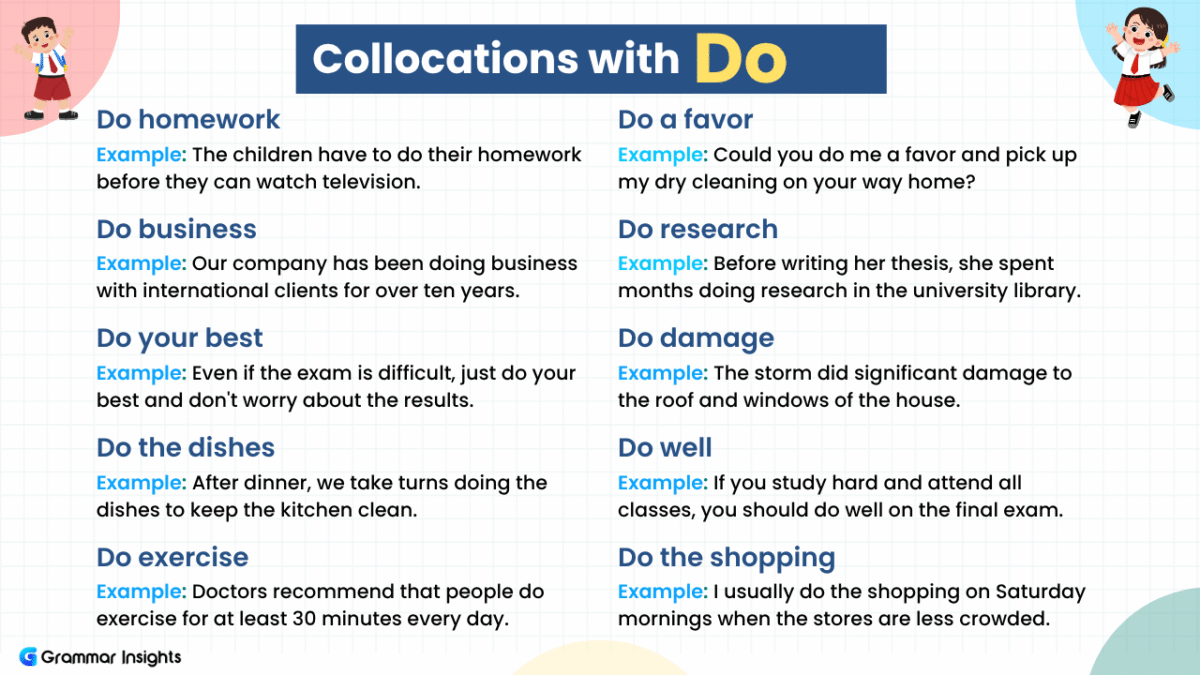 210 Collocations with Do in English